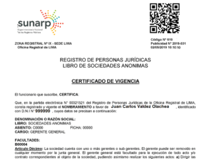 Vigencia de poder Electronica Sunarp